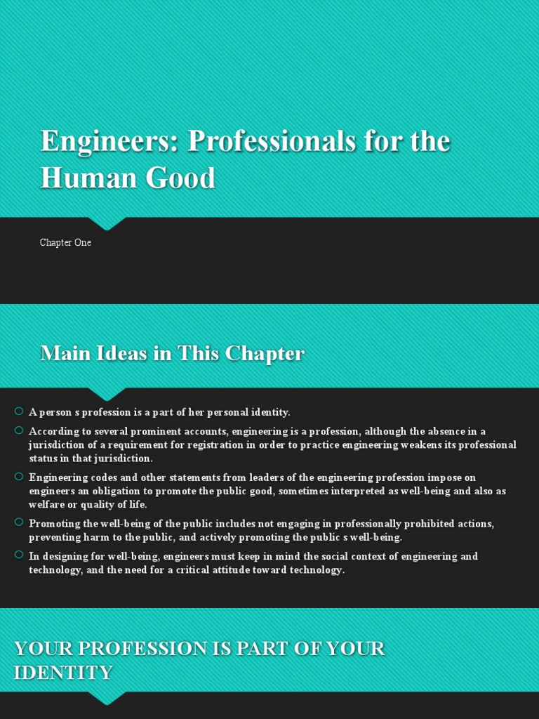 Engineering Ethics Chapter One Engineers Professionals For The Human | PDF | Profession | Engineer