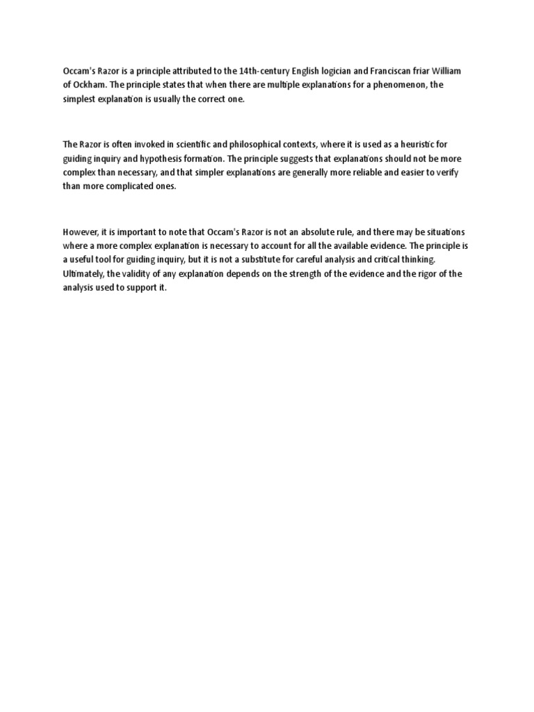 Lecture Note: Occam's Razor | PDF