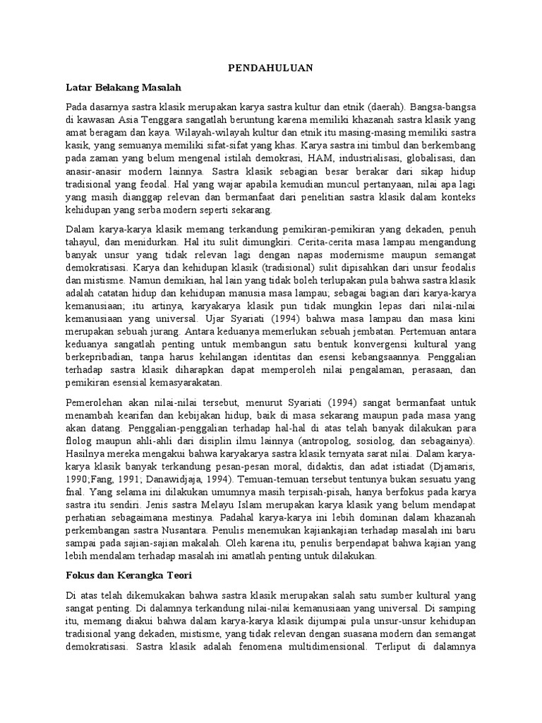 Nilai-nilai Moral dalam Sastra Melayu Islam Klasik | PDF