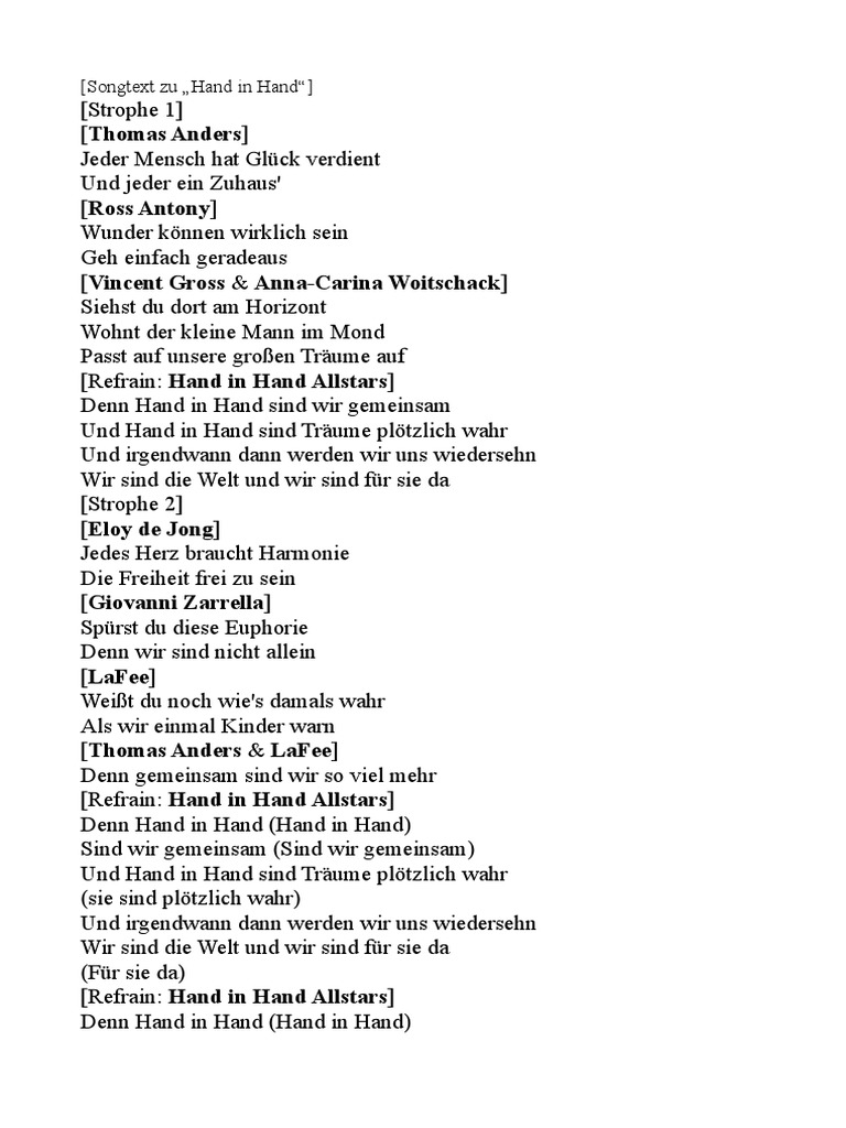 Hand in Hand Text | PDF