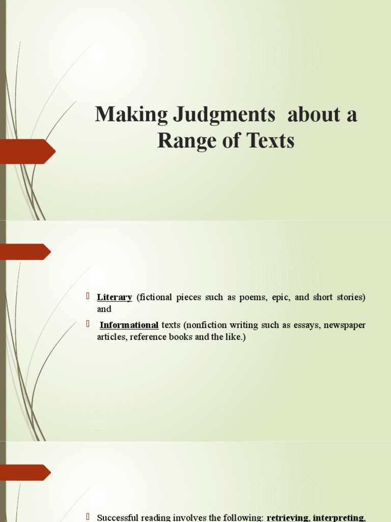 M5 Making Judgments About A Range of Texts | PDF | Argument | Essays