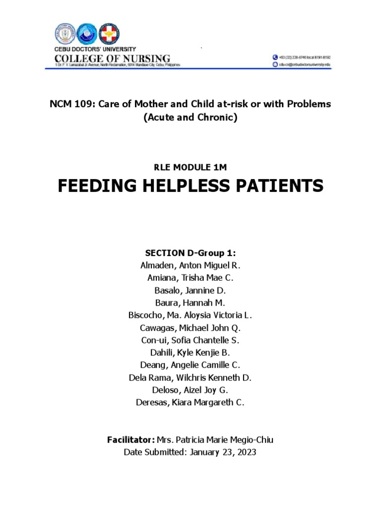 Y2 S2 MT NCM 109 RLE - Reporting Draft - Feeding Helpless Patients ...