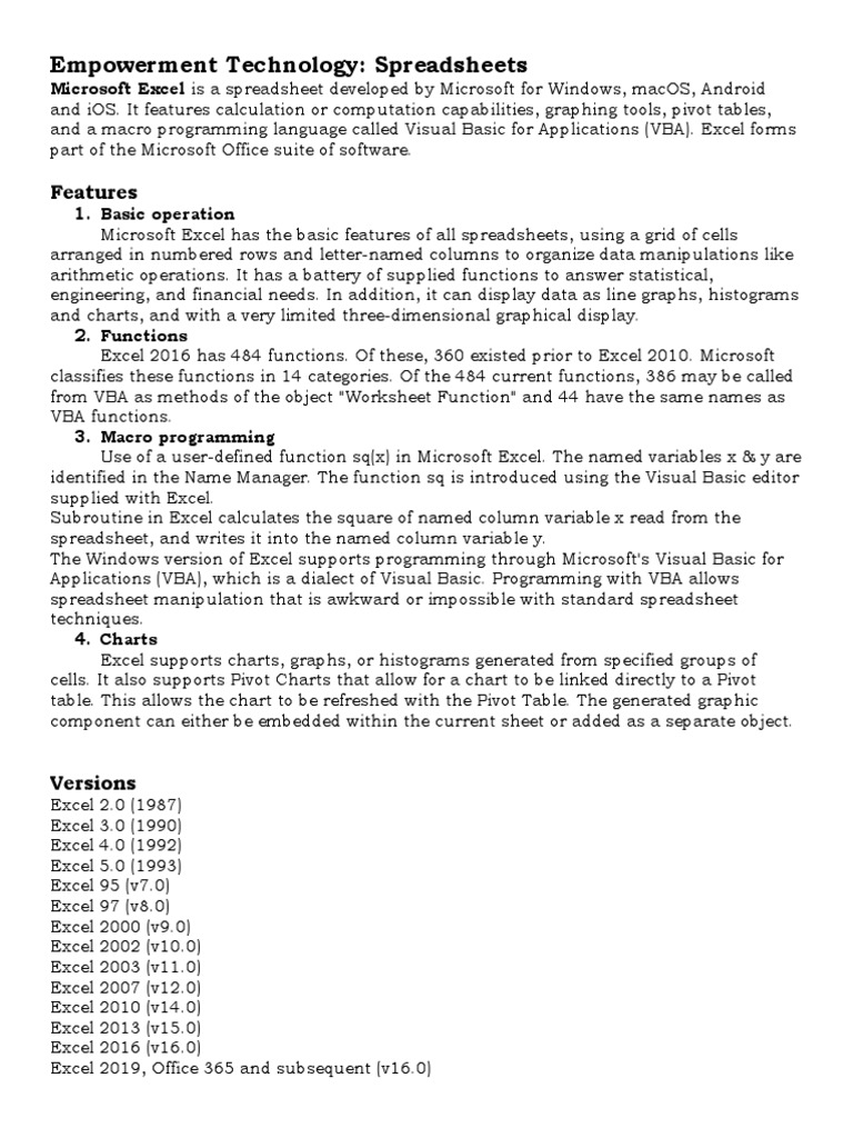 Empowerment Technology Spreadsheet | PDF