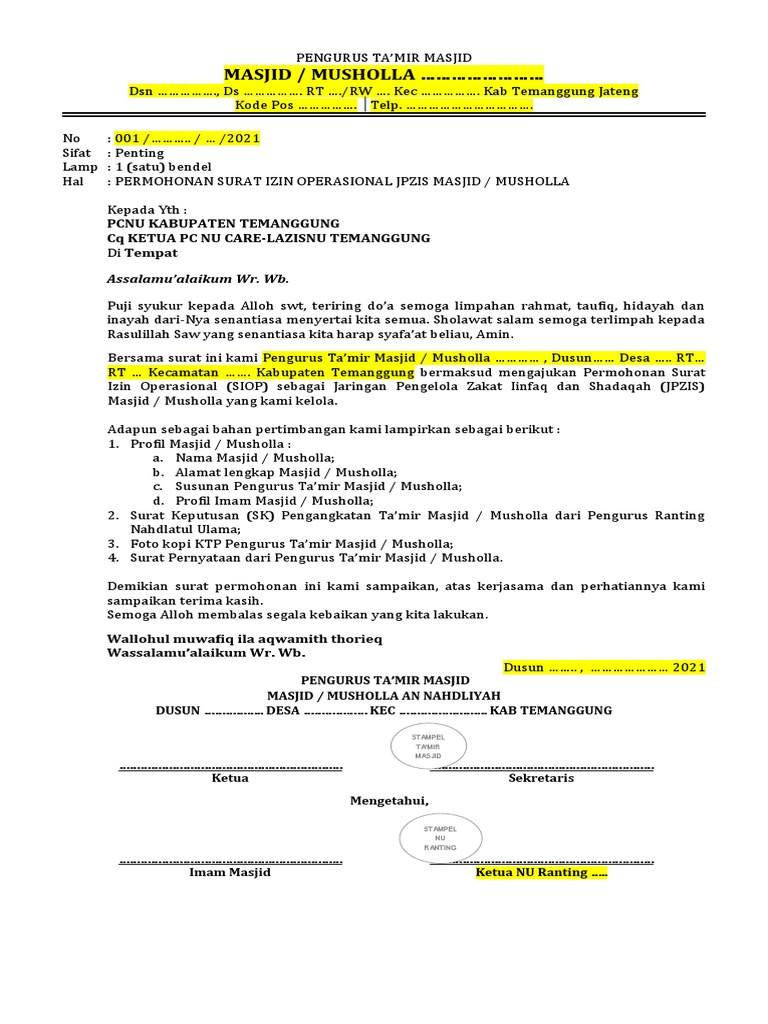 1-Format Persyaratan Permohonan Jpzis | PDF