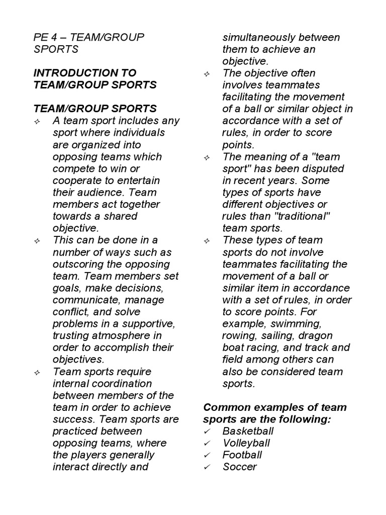 PE 4 - Lesson 1 and Lesson 2 | PDF | Volleyball | Sports