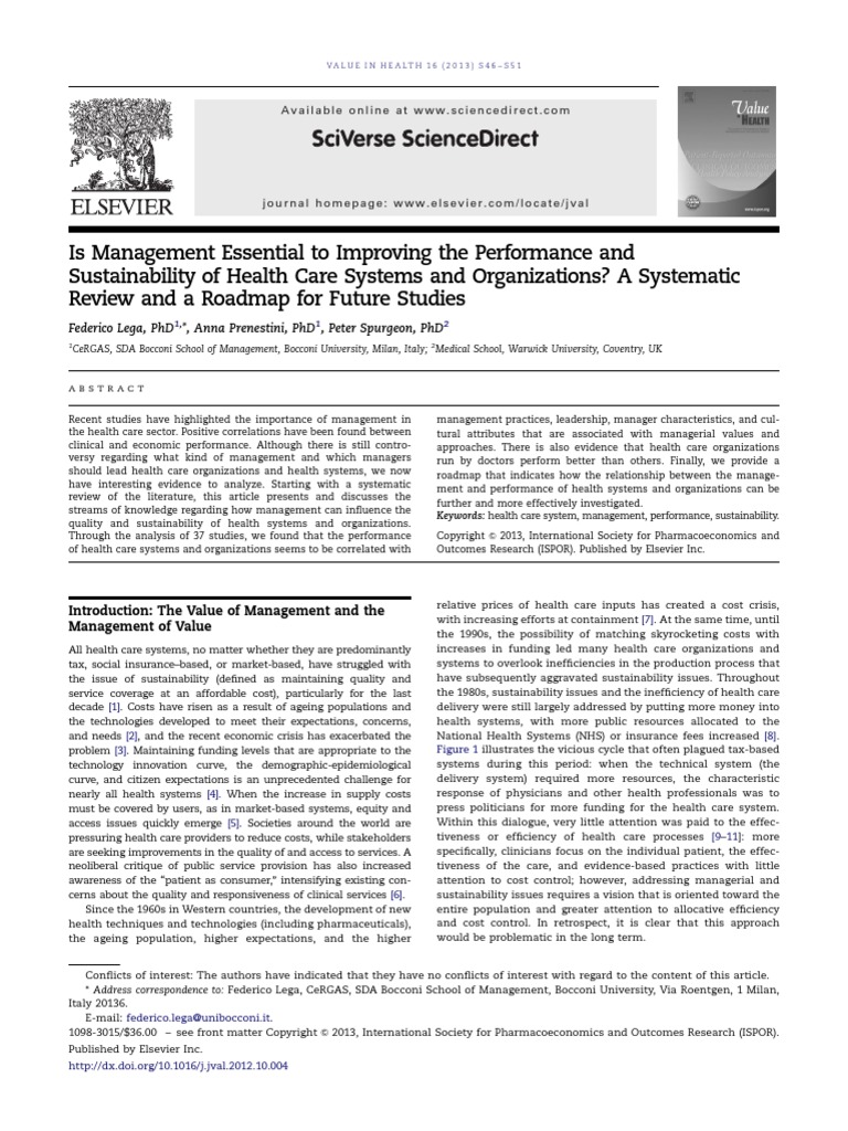 Is Management Essential To Improving The Performance and Sustainability ...