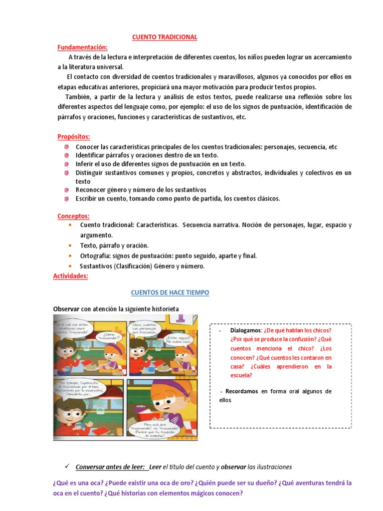 PLG - 4° - Cuentos Tradicionales | PDF | Cuentos | Sustantivo