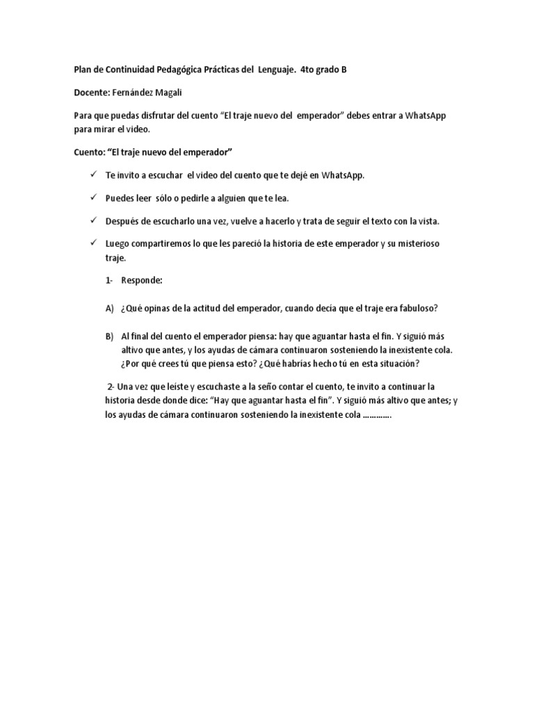 PLG - 4° - El Traje Nuevo Del Emperador 02 | PDF