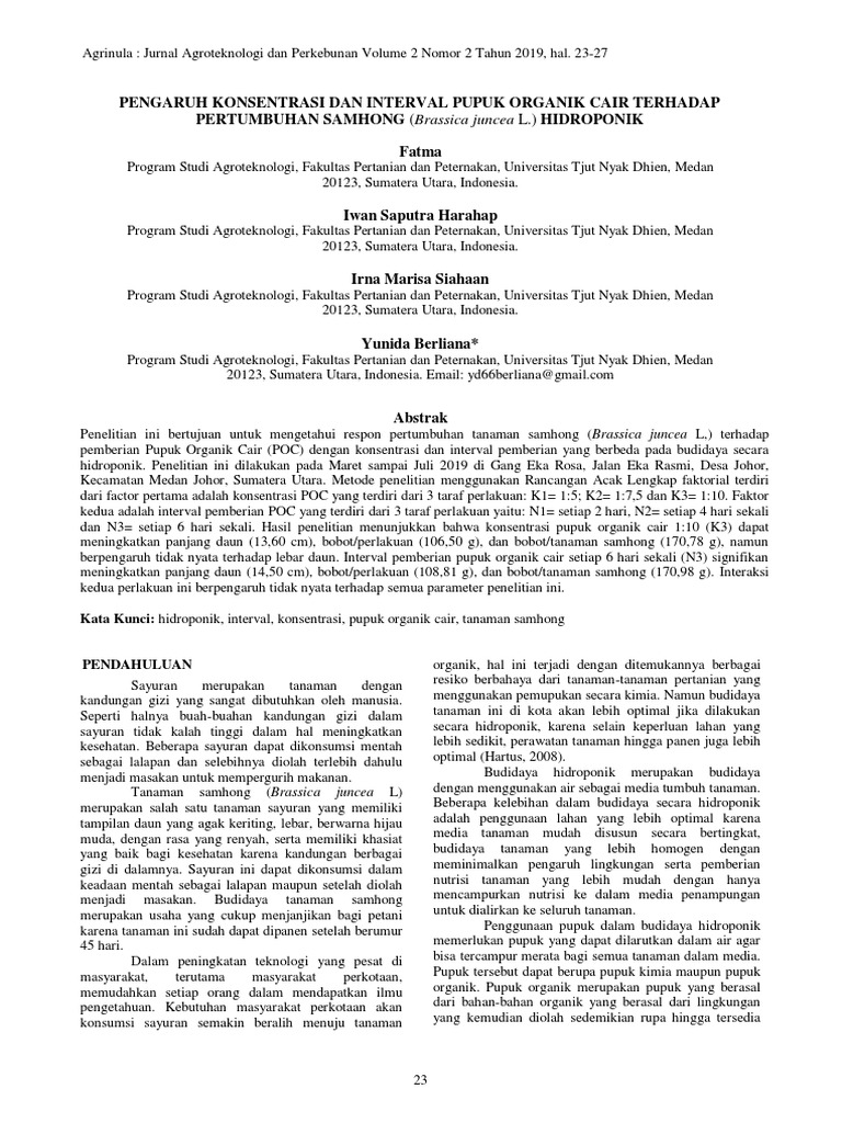 Pupuk Organik Cair untuk Samhong Hidroponik | PDF | Teknologi & Rekayasa