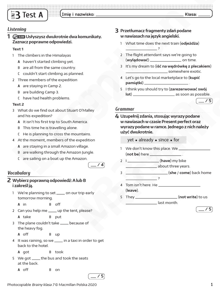 Brainy kl7 Unit Test 3 A | PDF