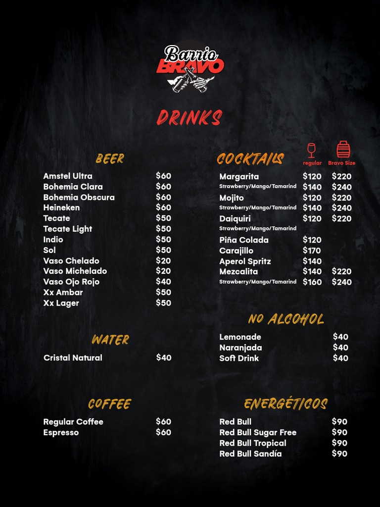 Menu Bebidas BB2 en | PDF | Fermented Drinks | Distilled Drinks