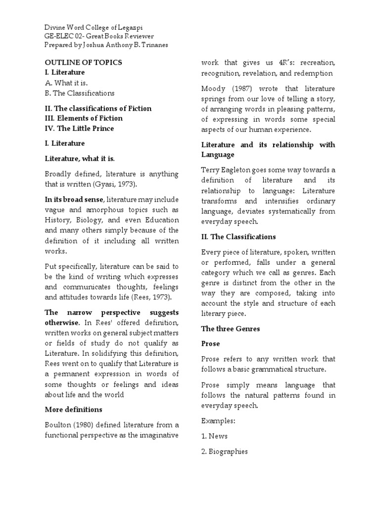 GE ELEC 02 Handout | PDF | Narration | Poetry