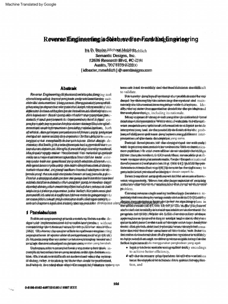 Baxter and Mehlich - 1997 - Reverse Engineering Is Reverse Forward Engineering | PDF