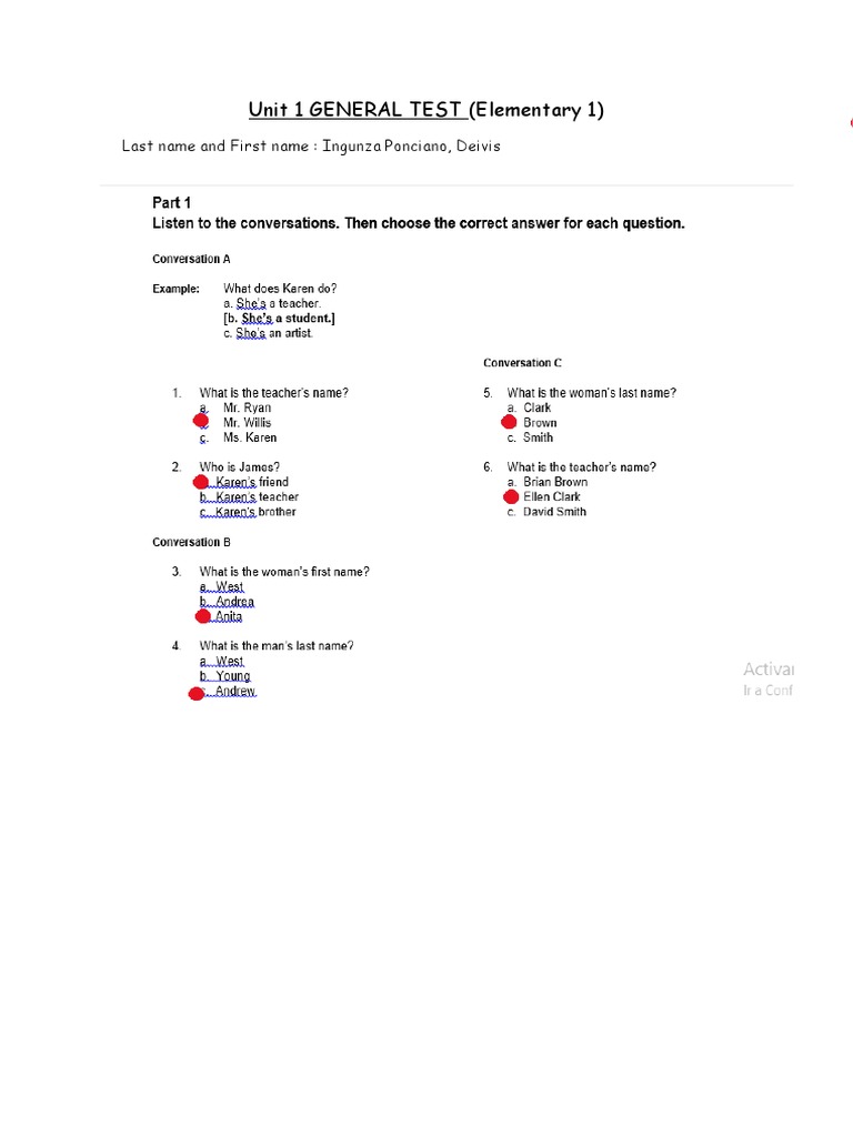 Unit 1 GENERAL TEST | PDF