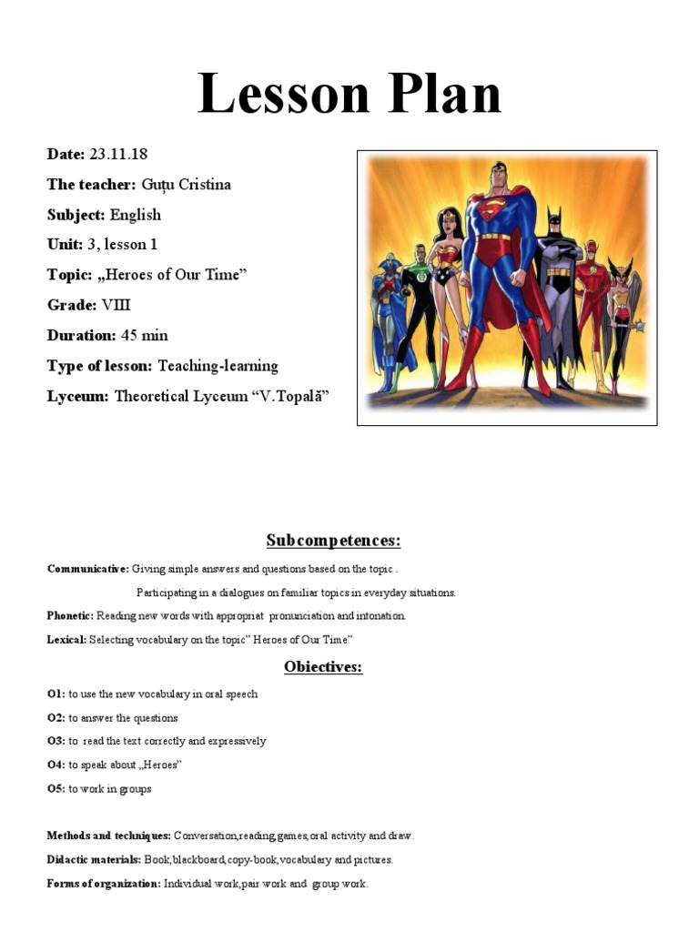 Lesson Plan 1 Heroes of Our Time" | PDF | Vocabulary | Linguistics