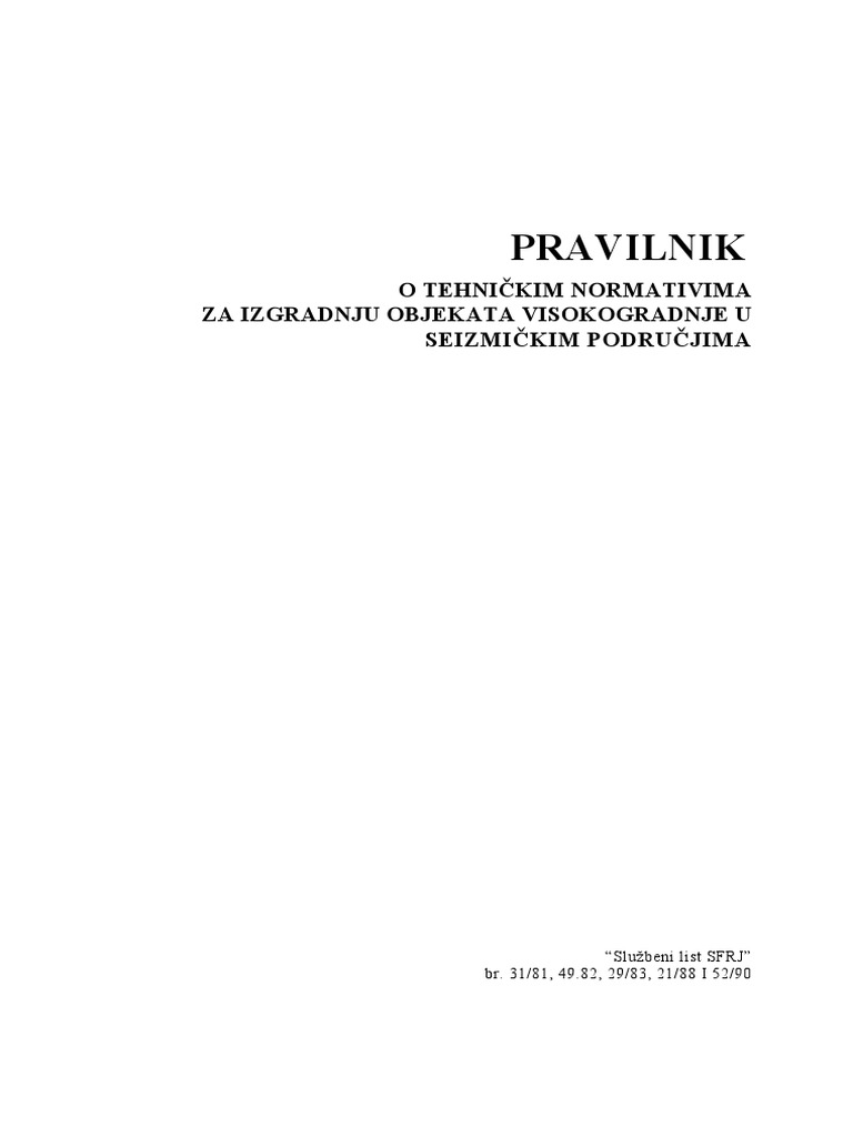 PRAVILNIK SEIZMIKA VISOKOGRADNJA Za Sajt | PDF