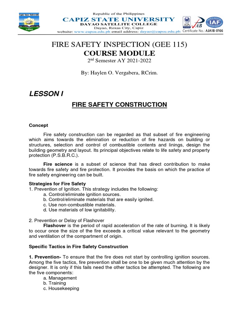 Module 1 | PDF | Fire Safety | Fires
