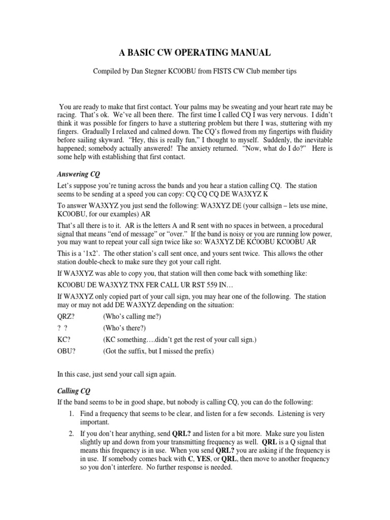 CW Operating Manual | PDF | Foreign Language Studies