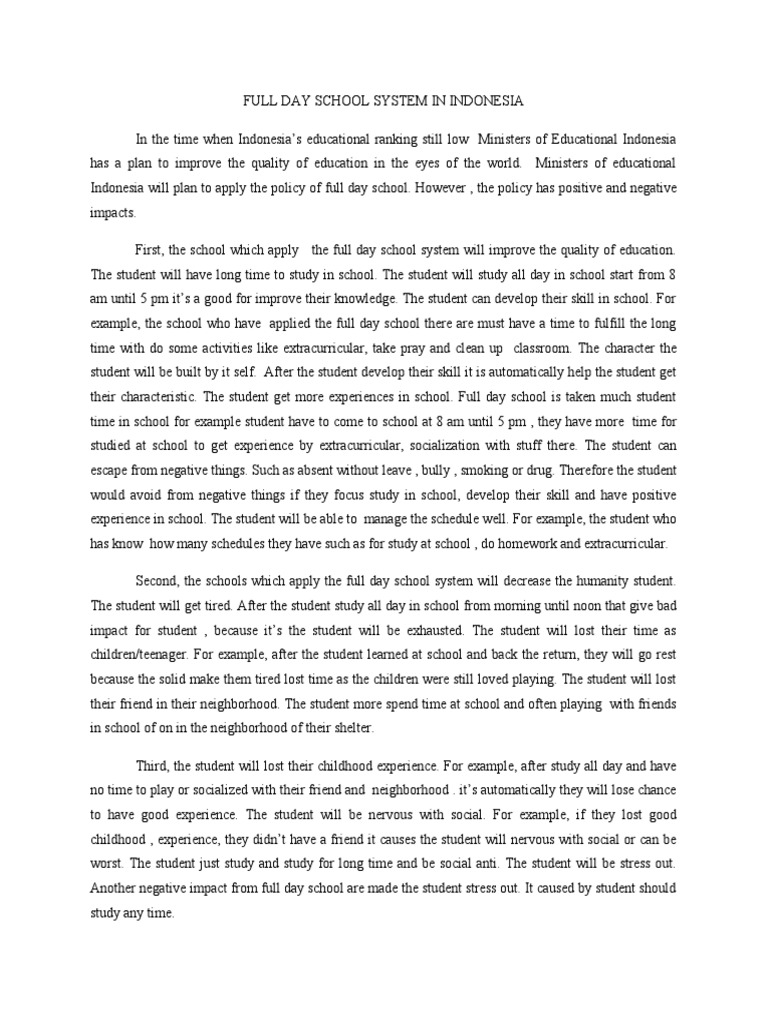 Argumentative Full Day School | PDF | Behavior Modification | Behavioural Sciences