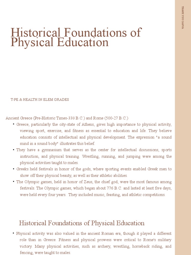 Historical Foundations of Physical Education | PDF