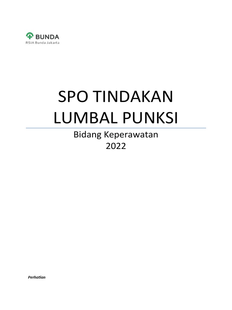 Spo Tindakan Lumbal Punksi | PDF