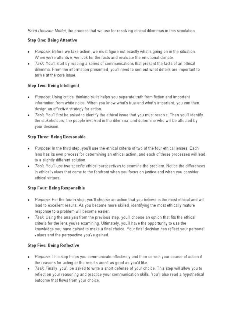 Baird Decision Model | PDF | Nursing | National Council Licensure ...