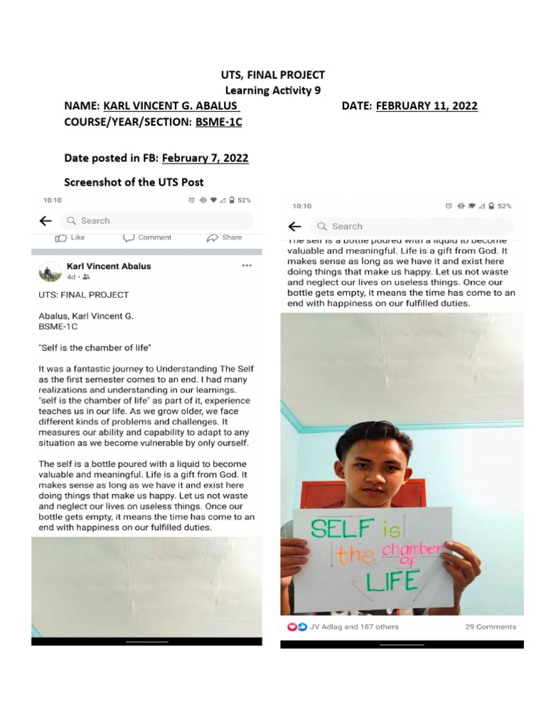 UTS Final Project Learning Activity 9 Reflection | PDF