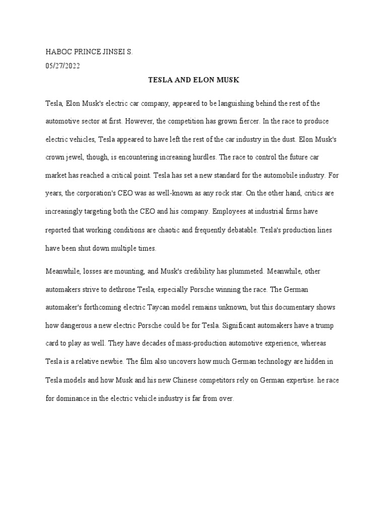 The Rise and Challenges of Tesla: Elon Musk's Vision for the Future of ...