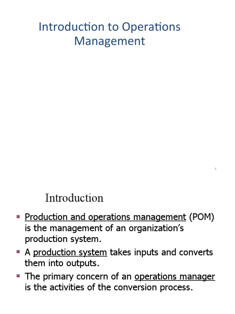Operations Management Overview Guide | PDF | Forecasting | Enterprise ...