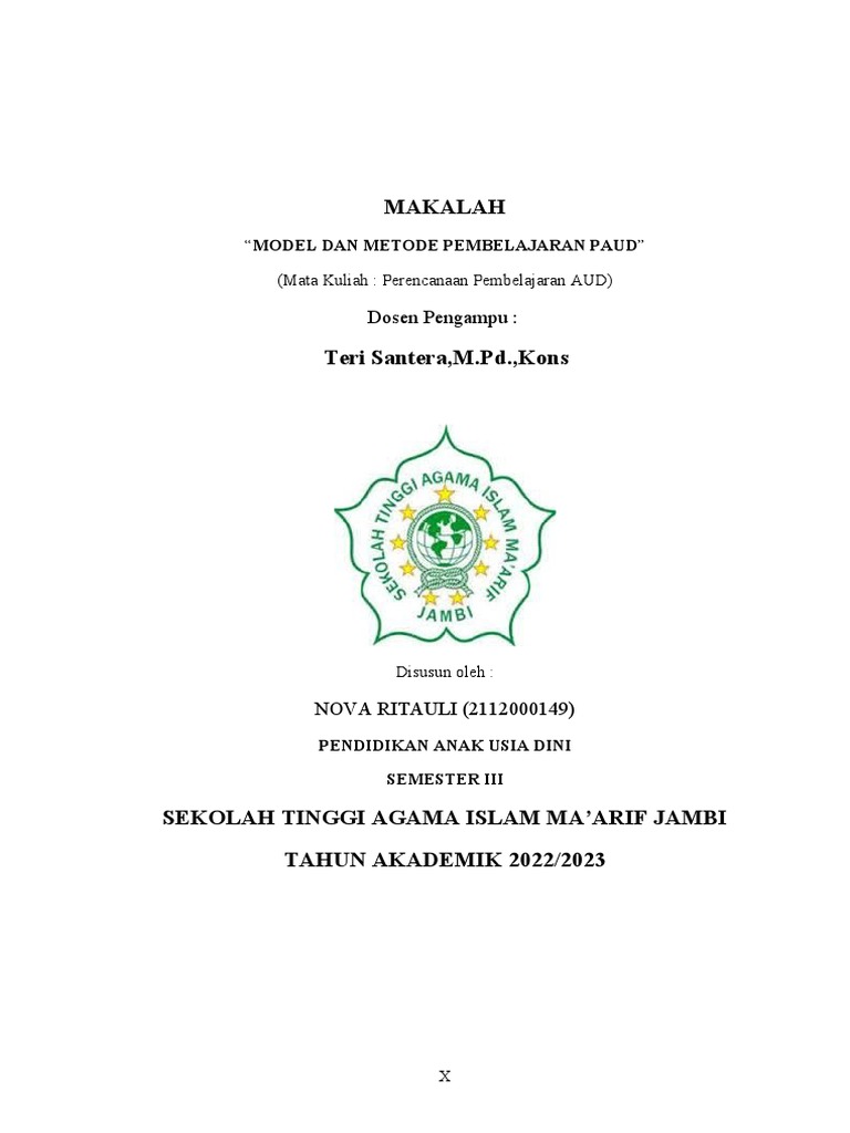 Model Dan Metode Pembelajaran Paud | PDF