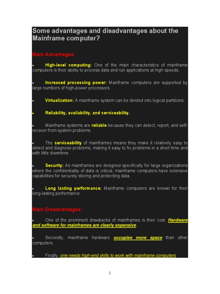MSC - DMFH - Session3 (2) - Advantage and Disadvange of Mainframe Computer | PDF