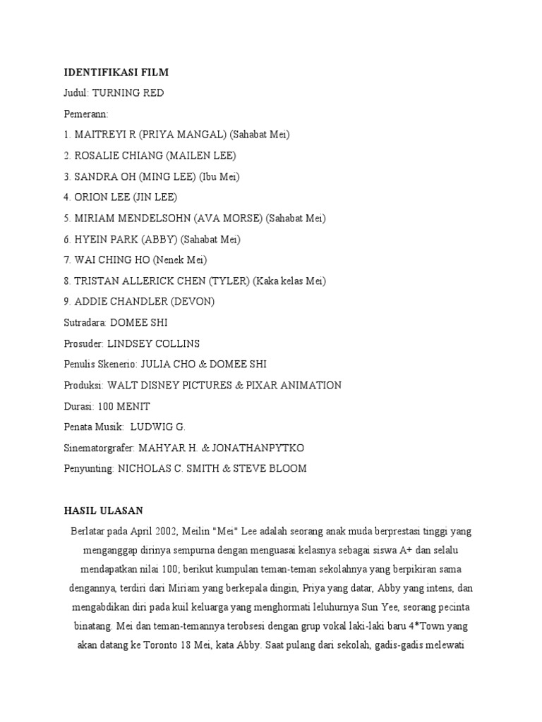 Teks Analisis Turning Red | PDF | Fiksi Misteri, Thriller, & Kejahatan