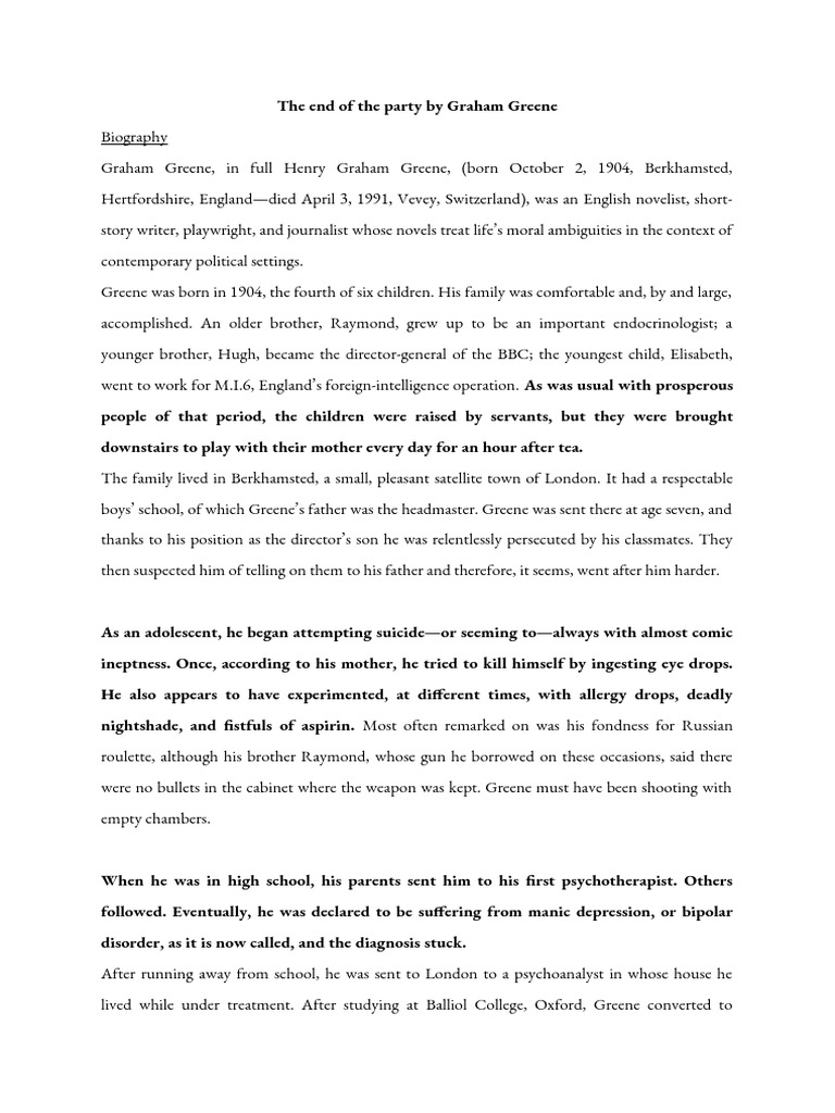 The End of The Party by Graham Greene | PDF
