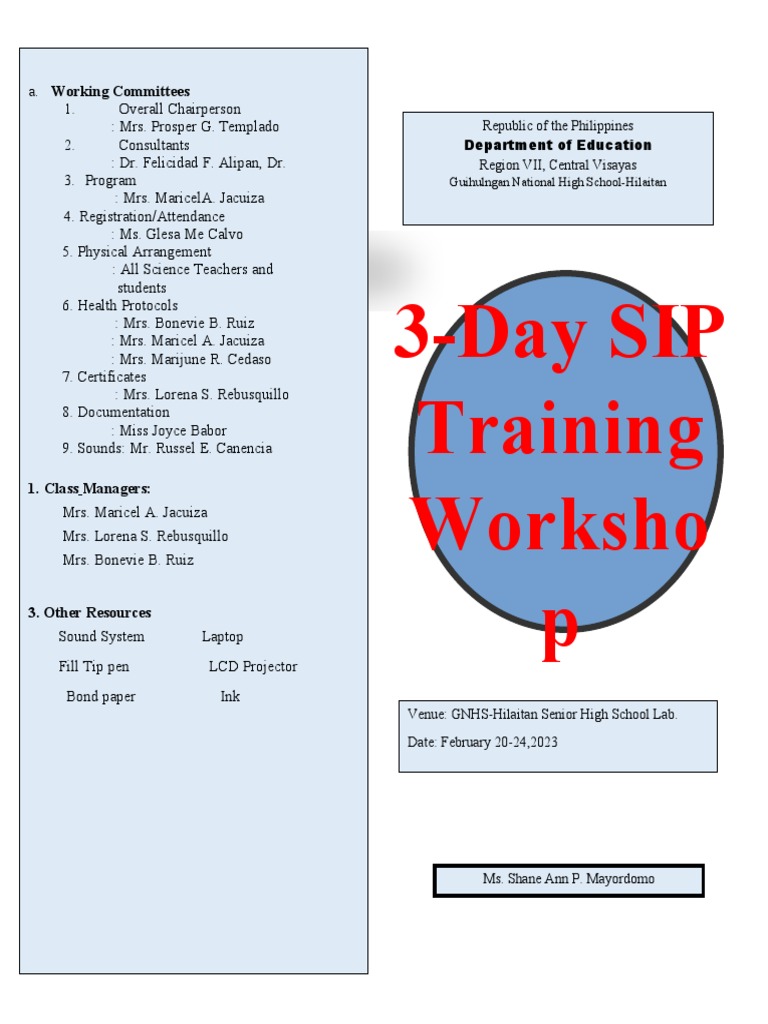 SIP Training Workshop Program | PDF