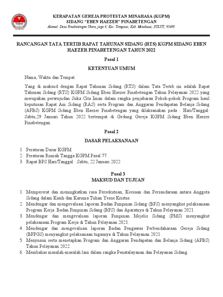 Rancangan Tata Tertib Rapat Tahunan Sidang | PDF