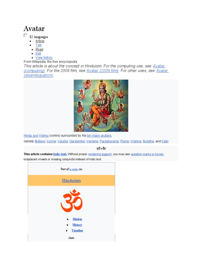 Avatar | PDF | Vishnu | Hindu Literature