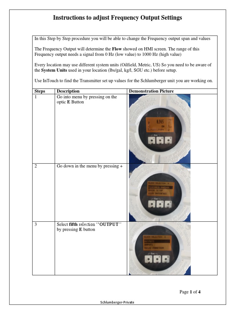 E&H Setting Frequency Output | PDF | Frequency | Information And Communications Technology