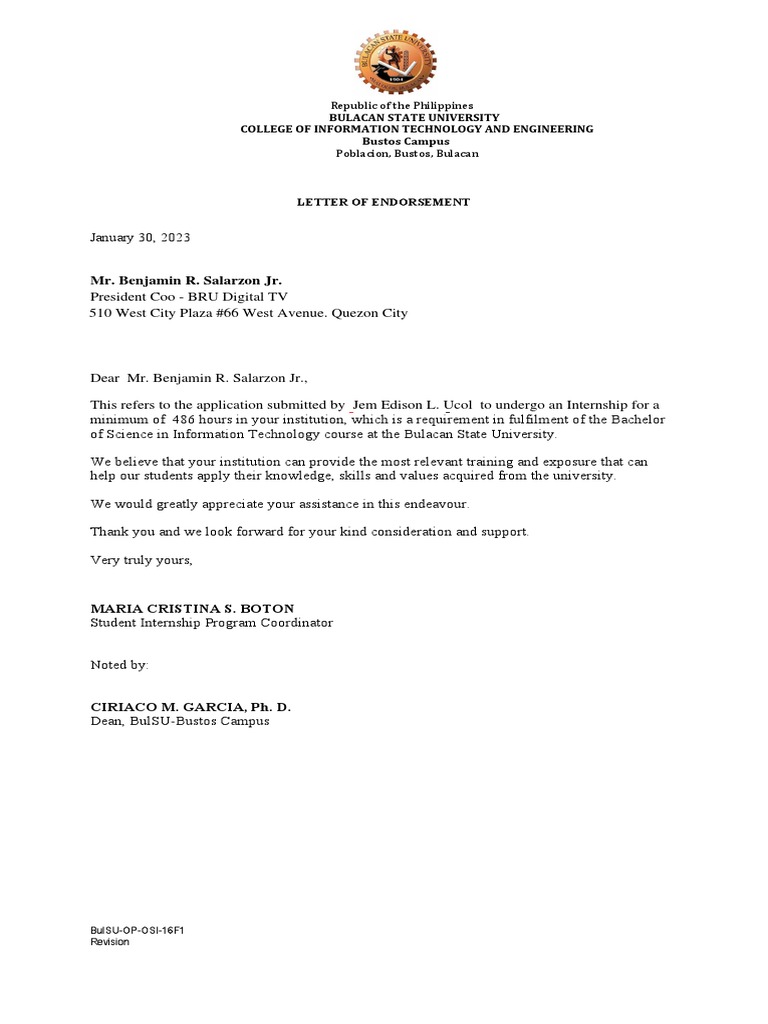 Letter of Endorsement | PDF