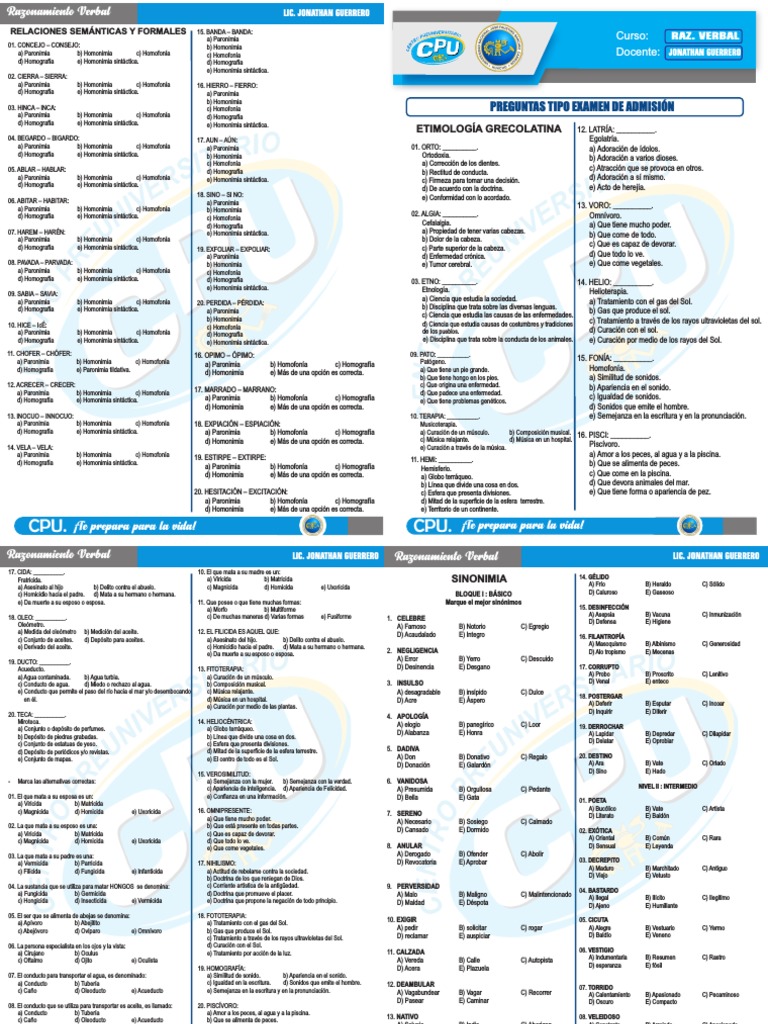 Repaso Cpu Raz Verbal Final | PDF