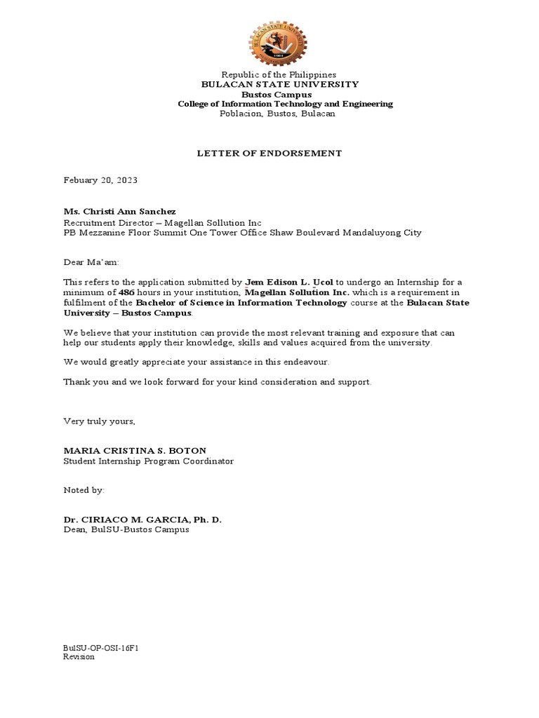 Letter of Endorsement | PDF