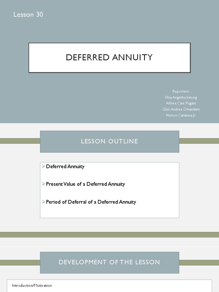 Deferred Annuity | PDF | Present Value | Life Annuity