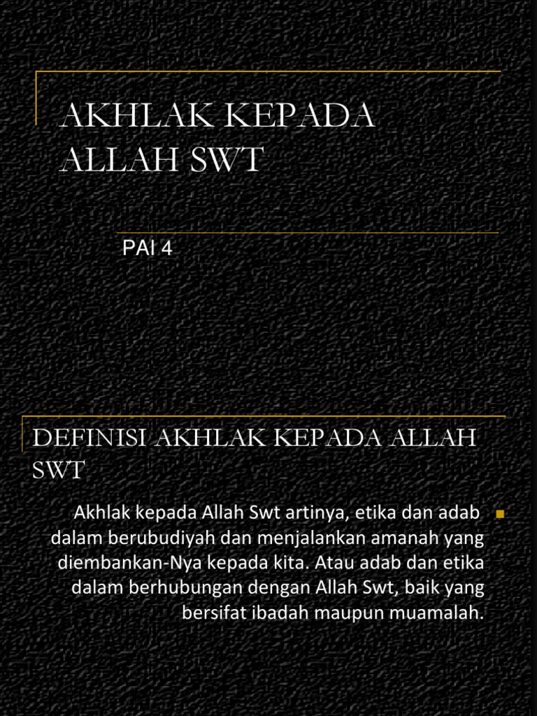 Akhlak Kepada Allah SWT | PDF