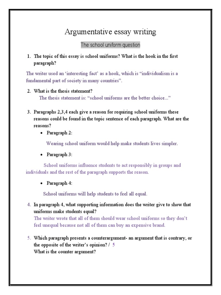School Uniforms: An Argumentative Essay | PDF | Essays