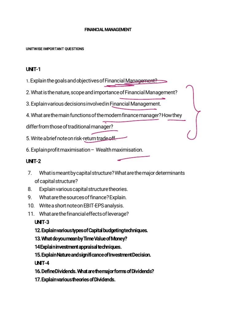 FM Imp Questions | PDF