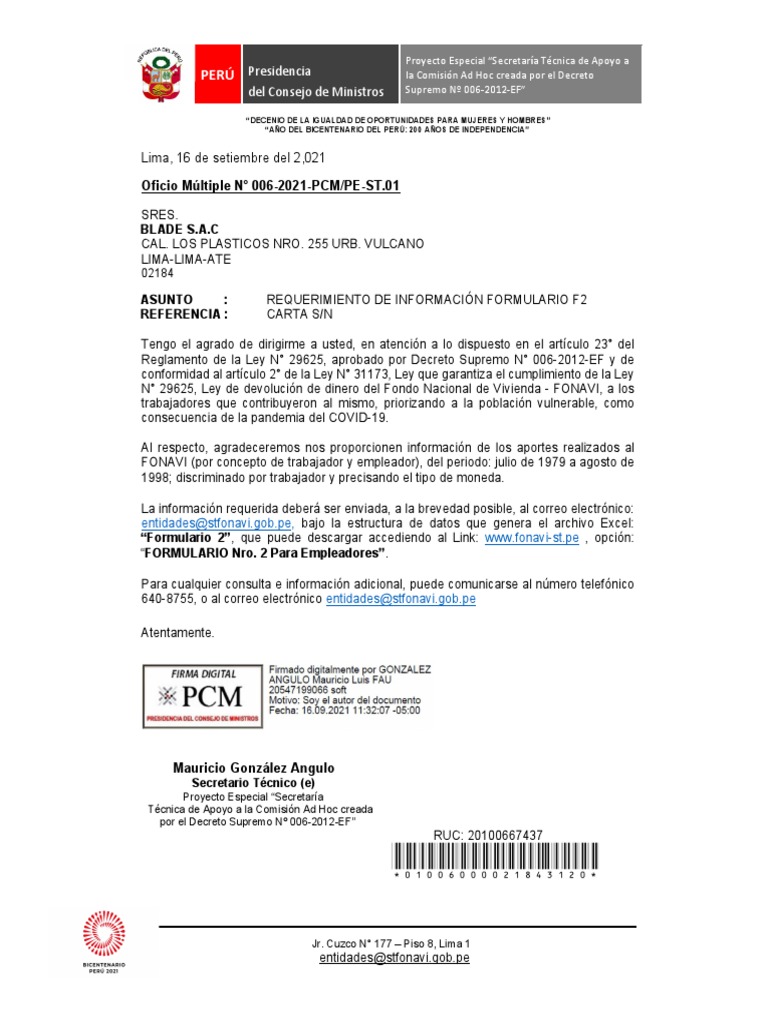 Oficio Multiple 006-2021-184 PDF | PDF