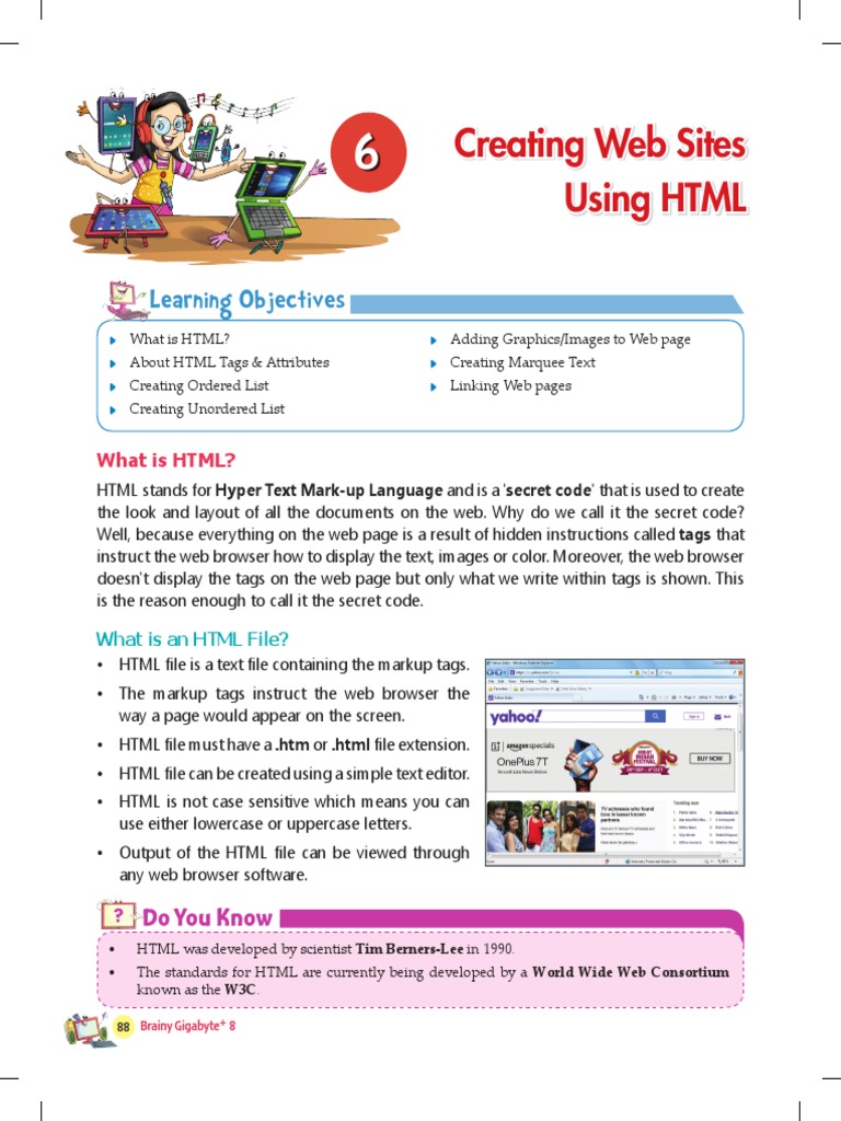 CH - 6 - Creating - Website - Using - HTML 9TH | PDF | Html Element | Html