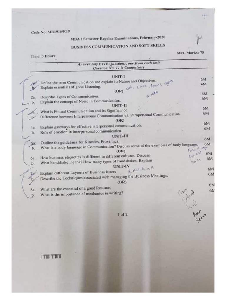 MBA 2019-21 BATCH 1ST SEM Previous Question Papers | PDF