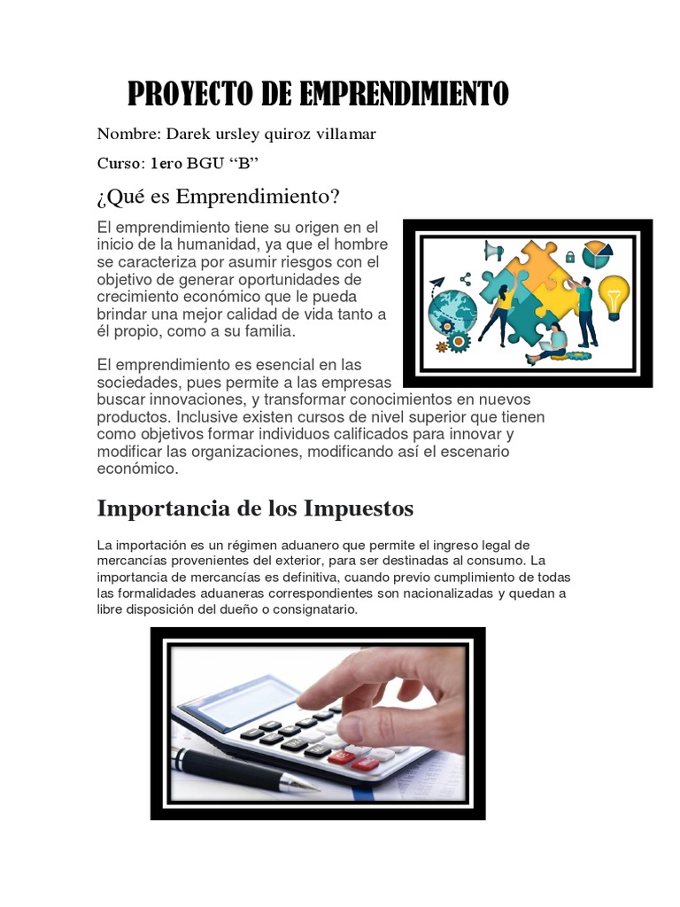 Proyecto de Emprendimiento G | PDF | Iniciativa empresarial | Negocios económicos