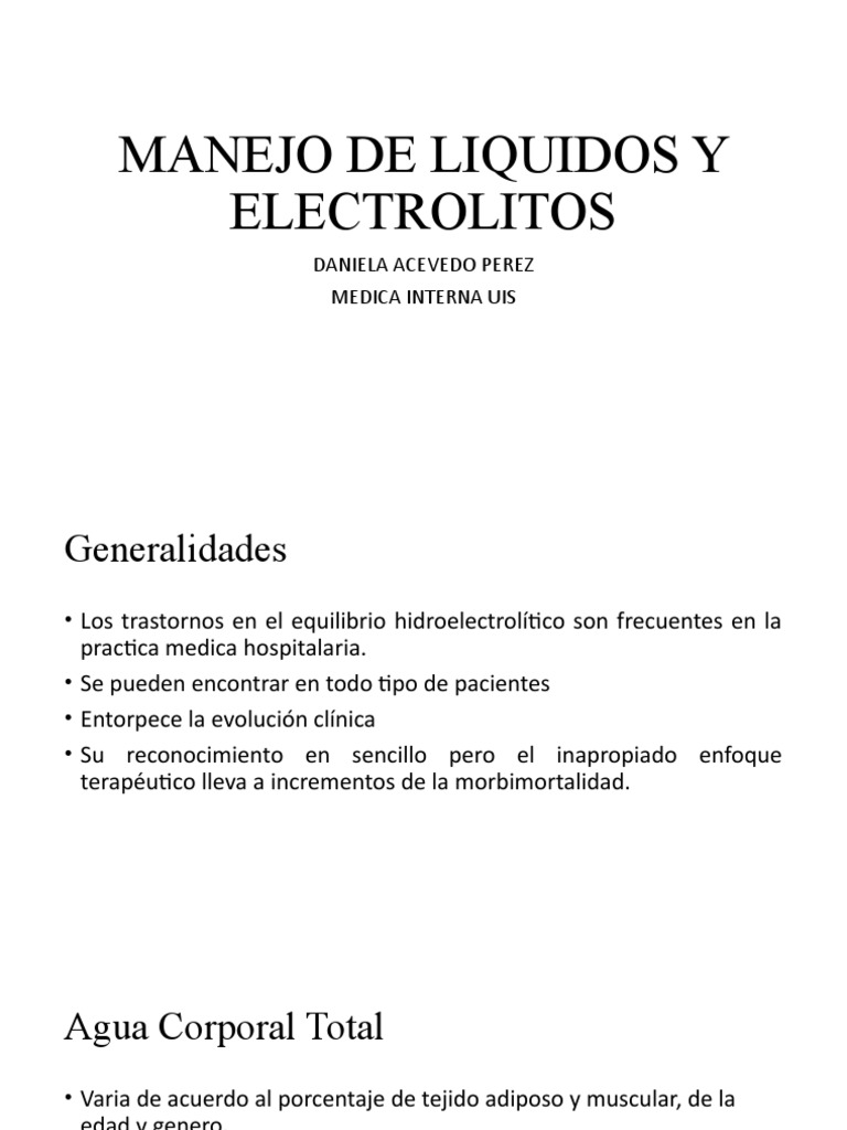MANEJO DE LIQUIDOS Y ELECTROLITOS | PDF | Sodio | Potasio