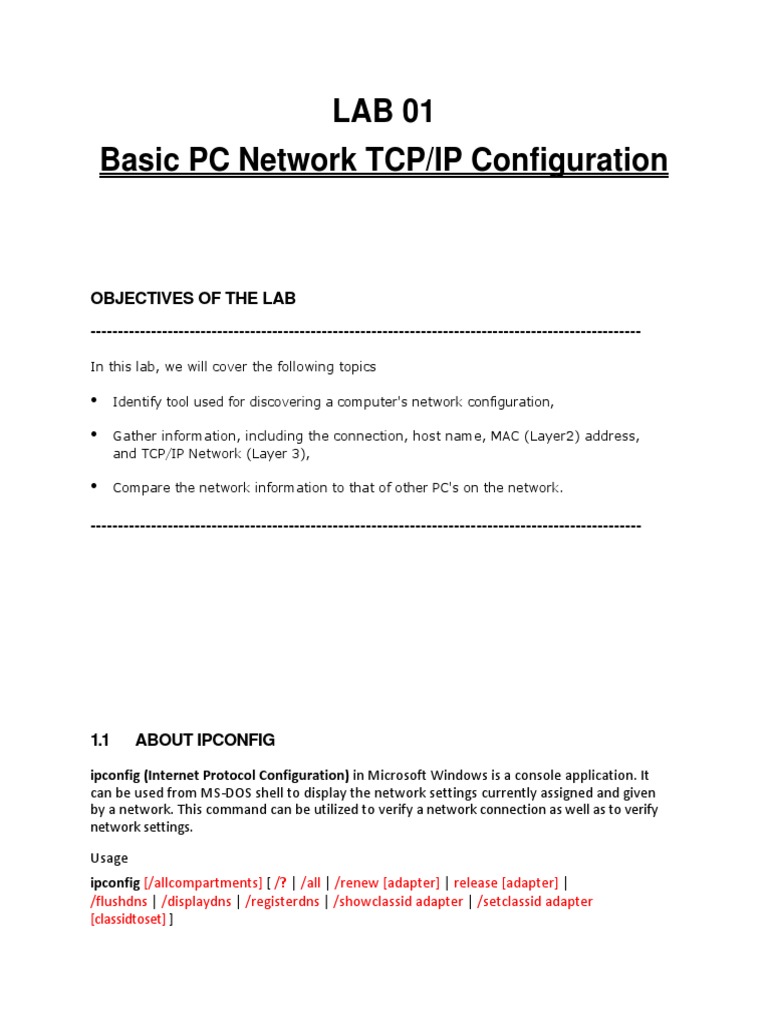 Ccn Lab 01 Pdf Ip Address Computer Network 8006